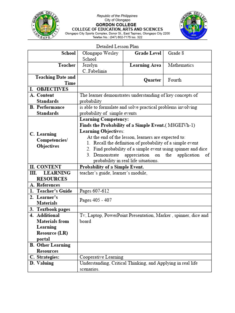 Find The Probability of Simple Event 3 | PDF | Learning | Probability