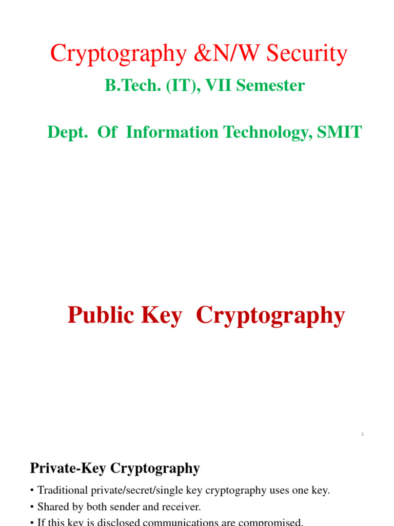 CNS Lect 6.0 | PDF | Public Key Cryptography | Key (Cryptography)