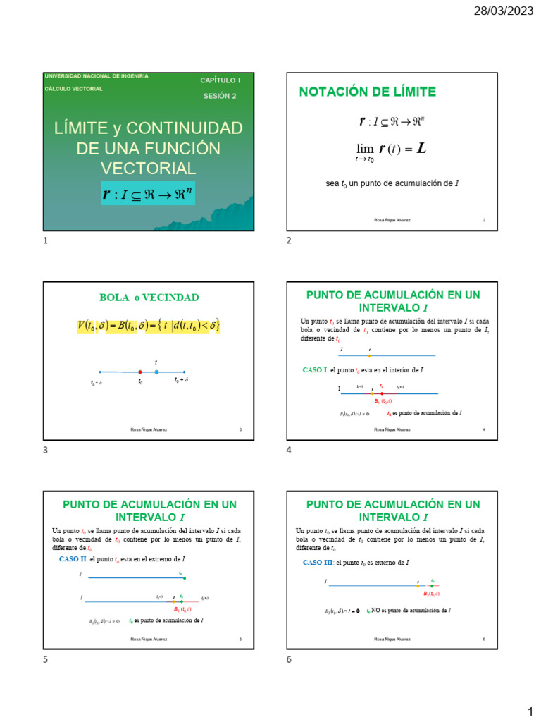 2 Limite y Continuidad Función Vectorial | PDF | Función continua | Intervalo (Matemáticas)