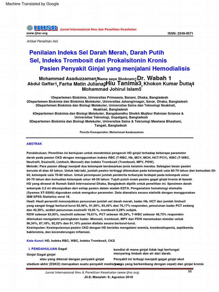 Assessment of Red Blood Cell Indices Whi | PDF