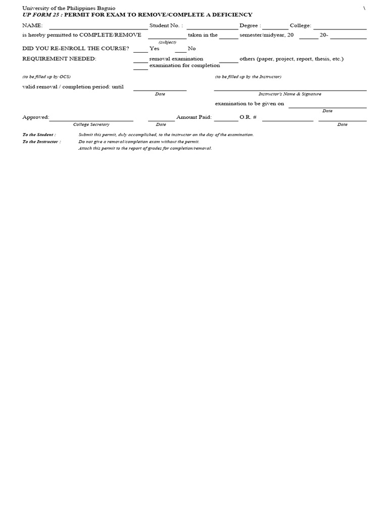 UP Form 25 REMOVAL PERMIT | PDF
