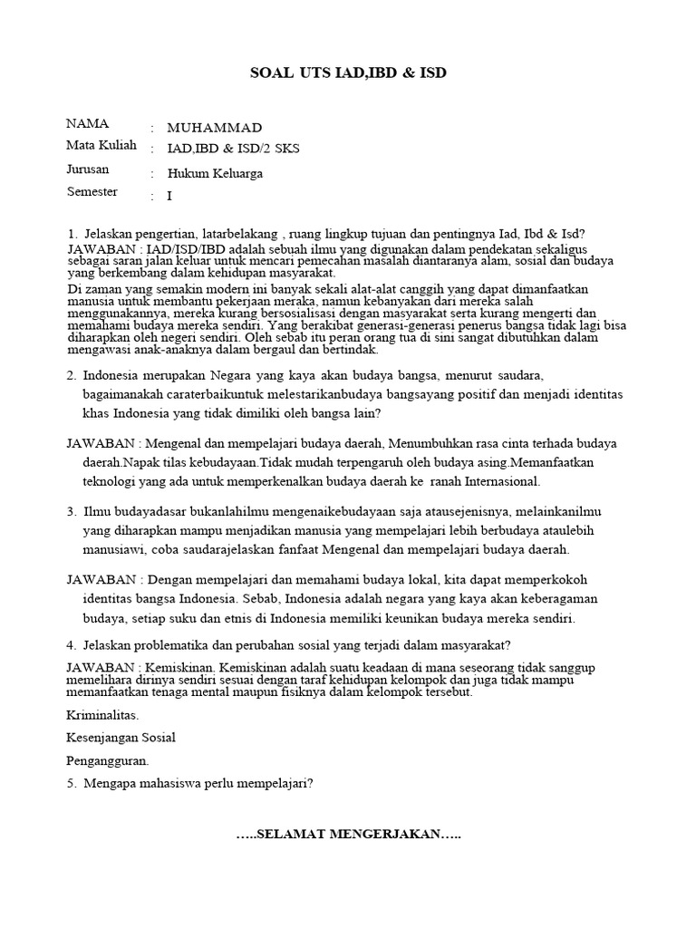 Soal Uts Iad, Ibd, Isd | PDF