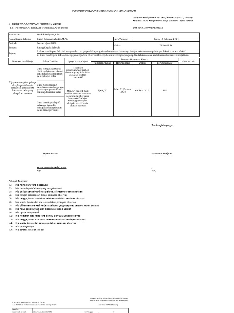 Form Rubrik Penilaian Kinerja Guru | PDF Form Rubrik Penilaian Kinerja Guru | PDF