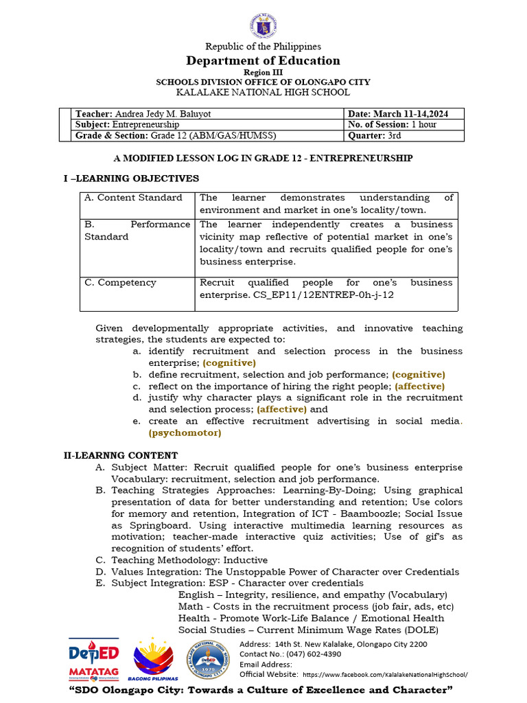 Modified DLL For COT | PDF | Learning | Recruitment