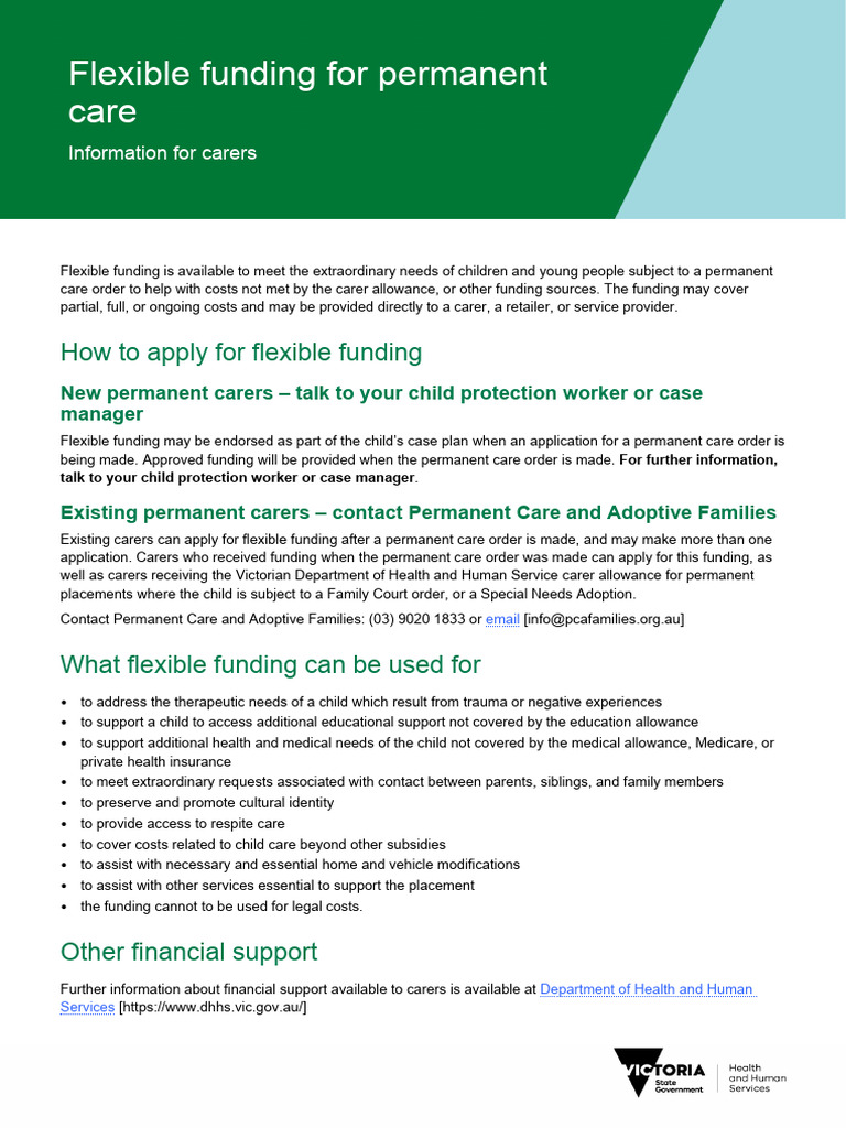 Flexible Funding for Permanent Care | PDF | Caregiver | Adoption