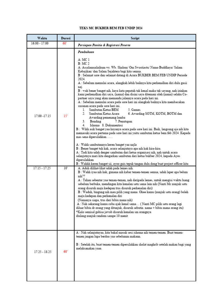 Teks MC Bukber | PDF
