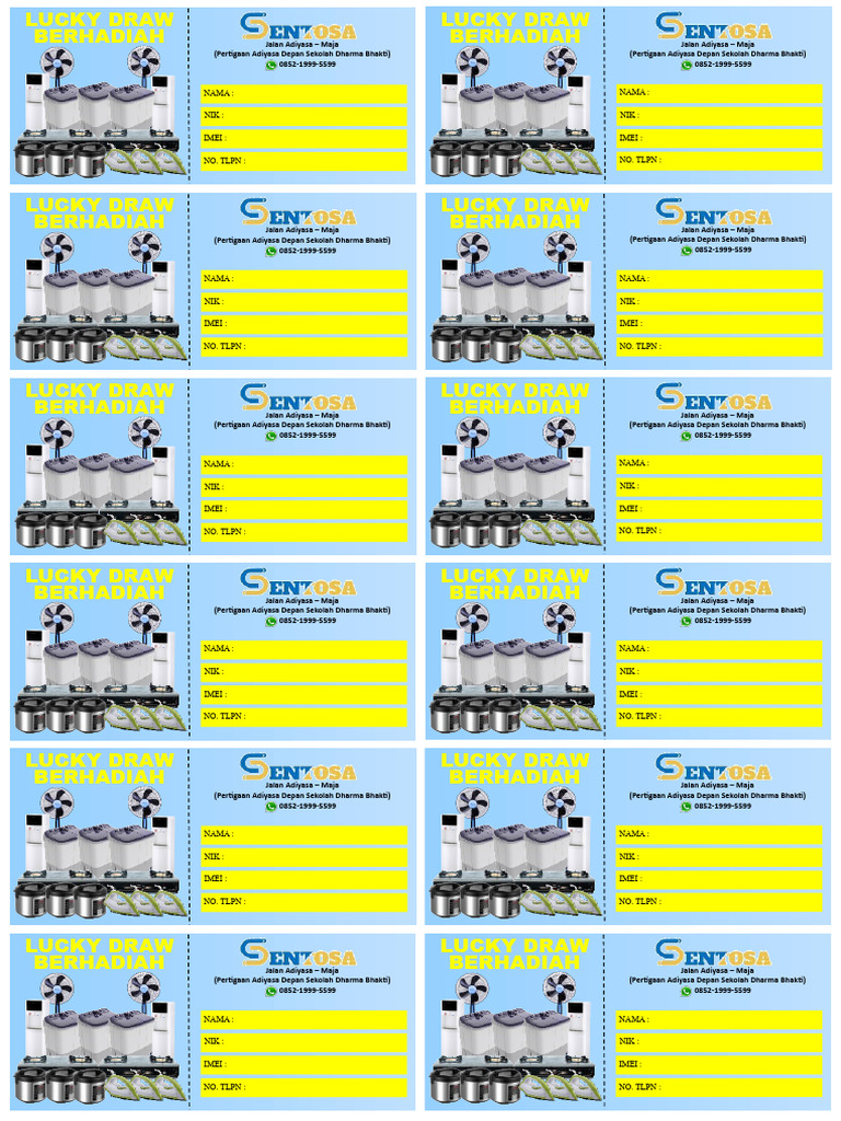 Contoh Lucky Draw Berhadiah | PDF