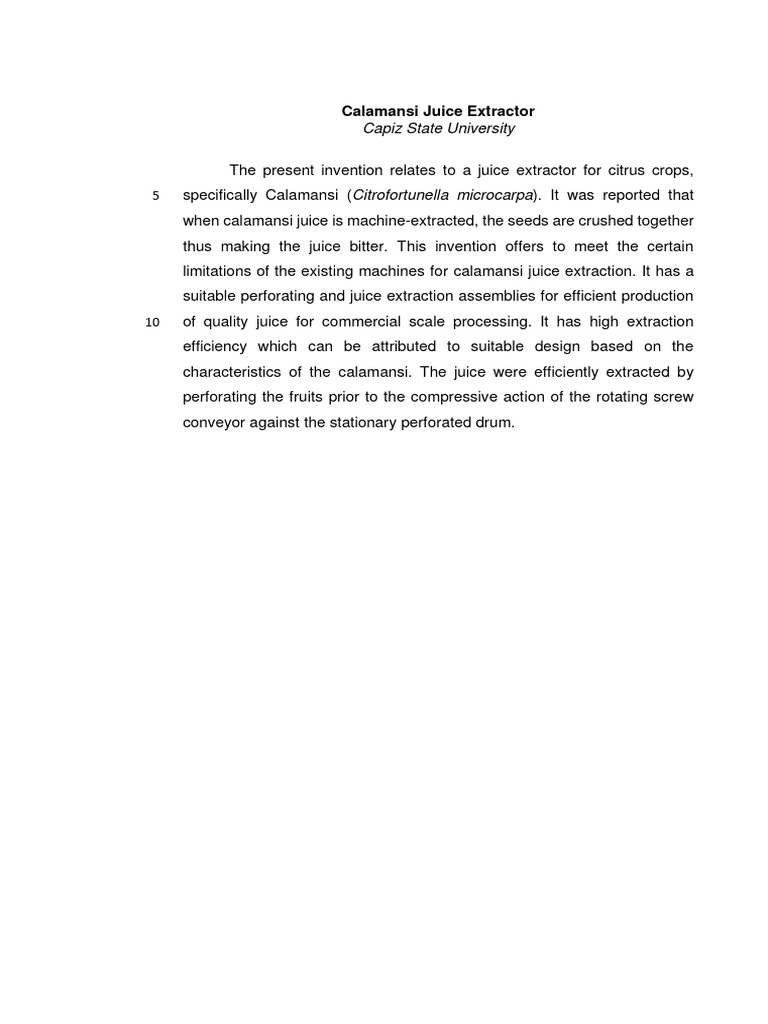 Efficient Calamansi Juice Extractor Design | PDF | Cooking, Food & Wine ...
