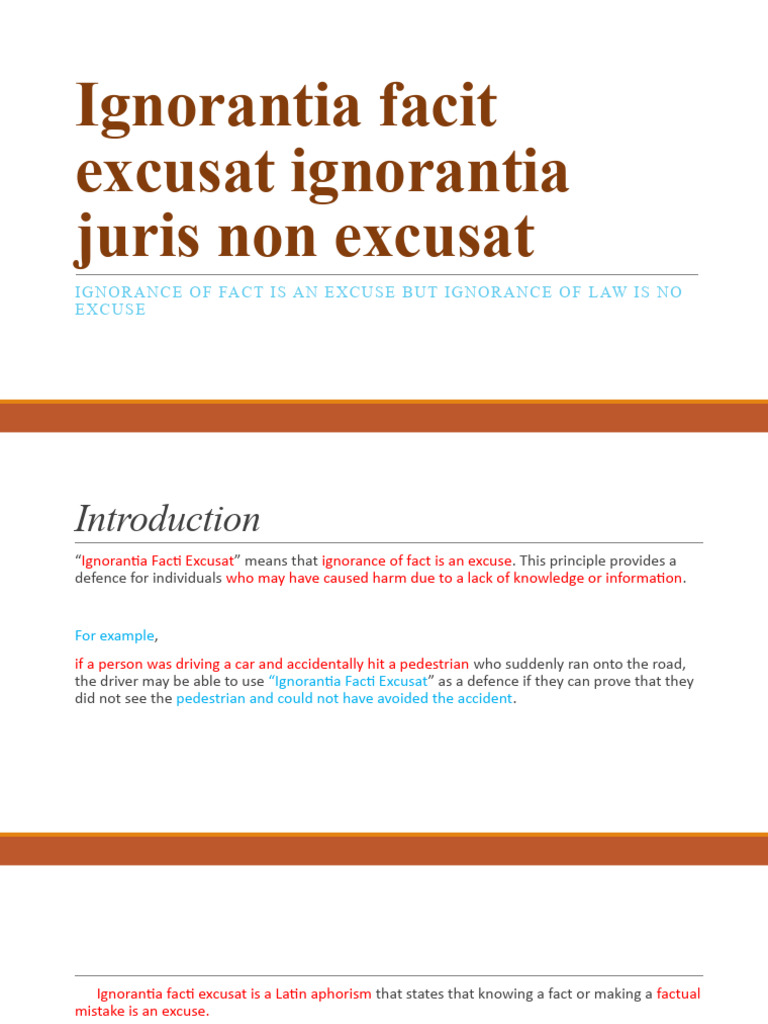 Ignorantia Facit Excusat Ignorantia Juris Non Excusat | PDF | Tort ...