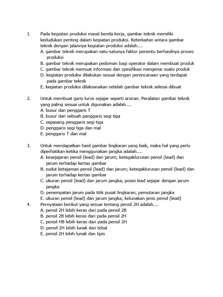 2022 Soal, Kunci, Kisi-Kisi PAS Gambar Teknik Mesin KLS.X TPM Ganjil | PDF | Griya & Taman | Seni