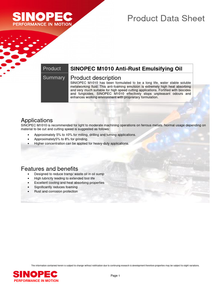Sinopec M1010 | PDF | Emulsion | Materials