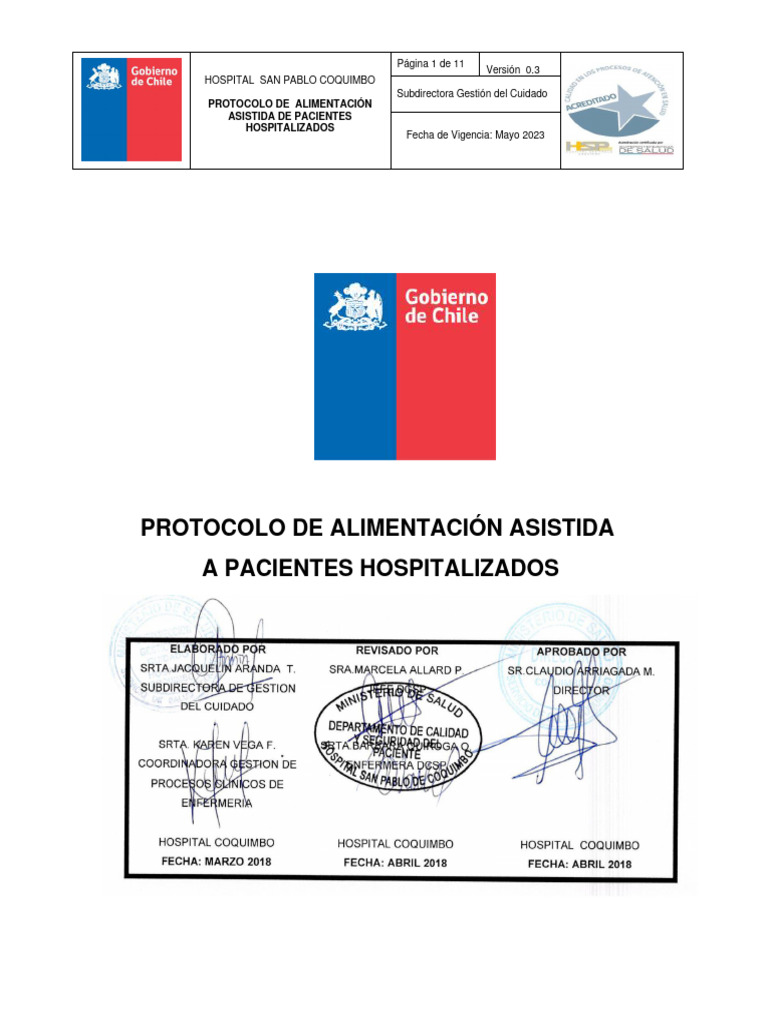 Protocolo de Alimentación Asistida Hospitalaria | PDF | Hospital ...