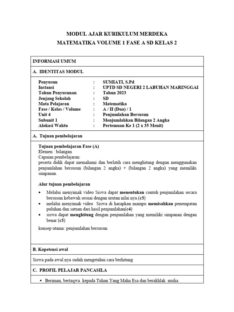 Modul Ajar Bu Sumi | PDF | Karier & Perkembangan