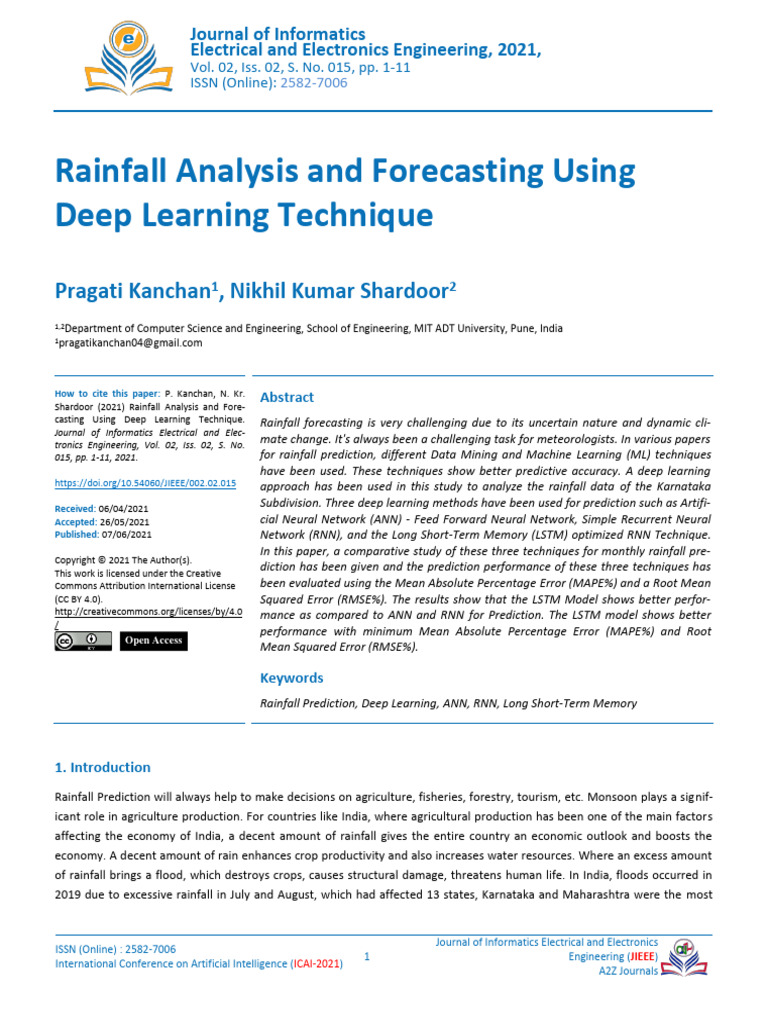 Rainfall Analysis And Forecasting Using Deep Learn Pdf Artificial Neural Network Deep Learning 7724
