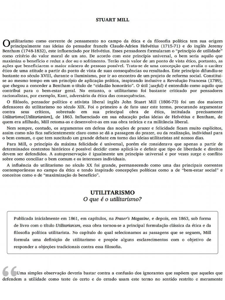 Textos Básicos de Ética - Stuart Mill (Texto Obrigatório) | PDF