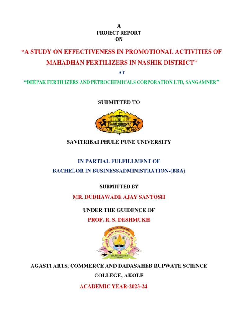 Mahadhan Fertilizers Promotion Study | PDF | Sampling (Statistics ...