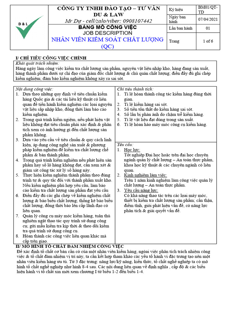 JD - Quality Team Leader | PDF