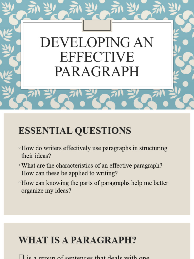 Crafting Effective Paragraphs Guide | PDF | Paragraph | Sentence (Linguistics)