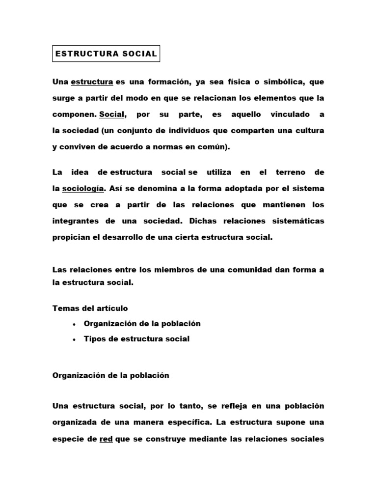 Estructura Social | PDF | Estructura social | Sociedad
