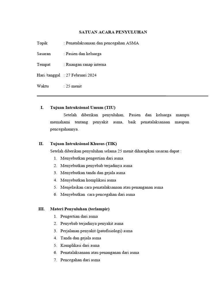 Sap Dan Leaflet Asma | PDF