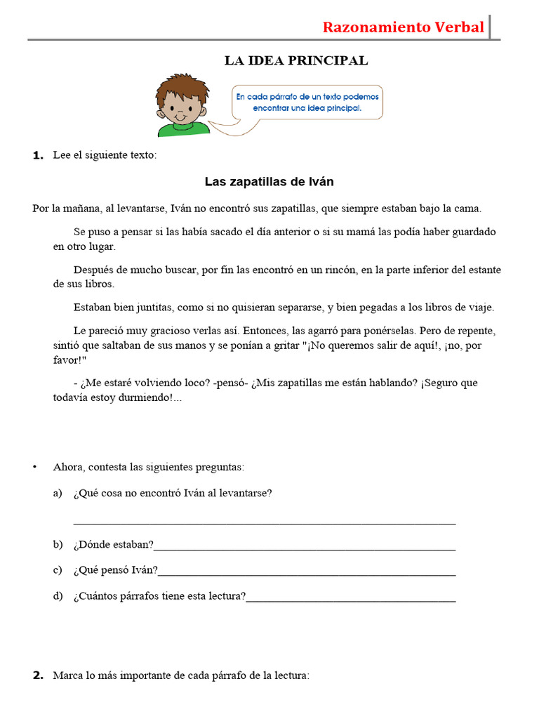 Identificación de la Idea Principal en Lectura | PDF