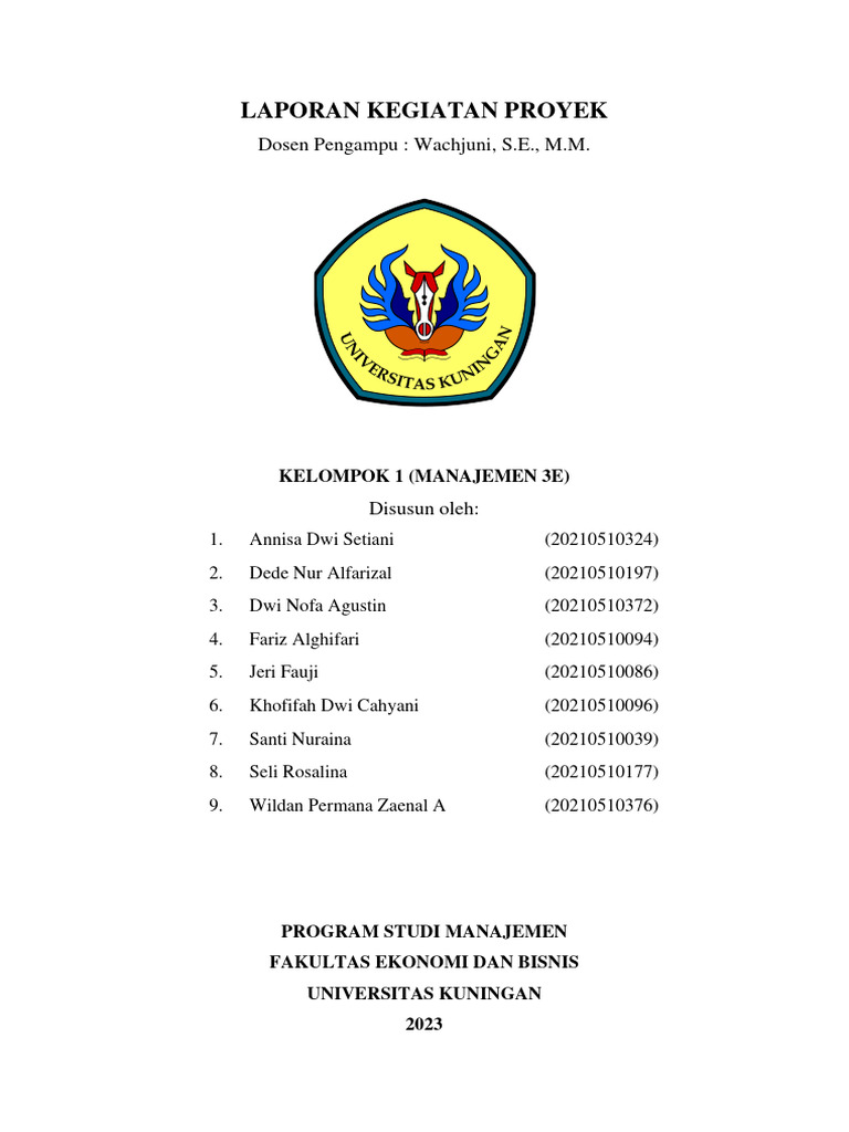 Laporan Kegiatan Proyek - Kelompok 1 | PDF