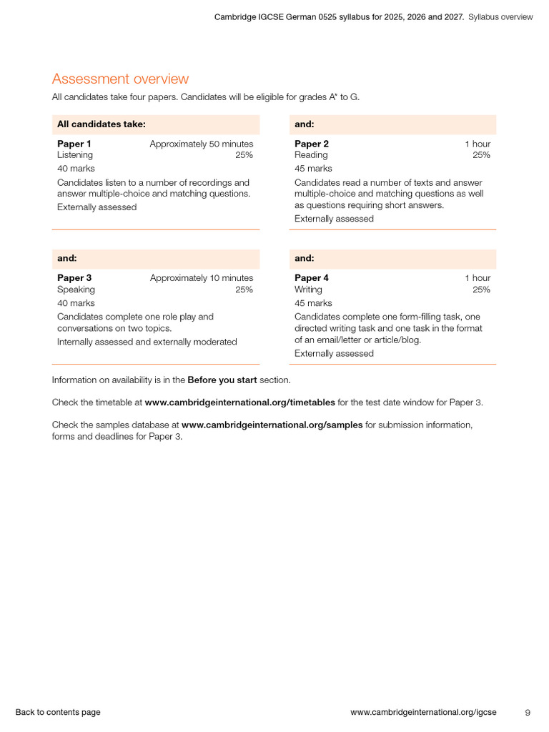 Cambridge IGCSE 0525 German 2025-Xx | PDF | Learning | Communication