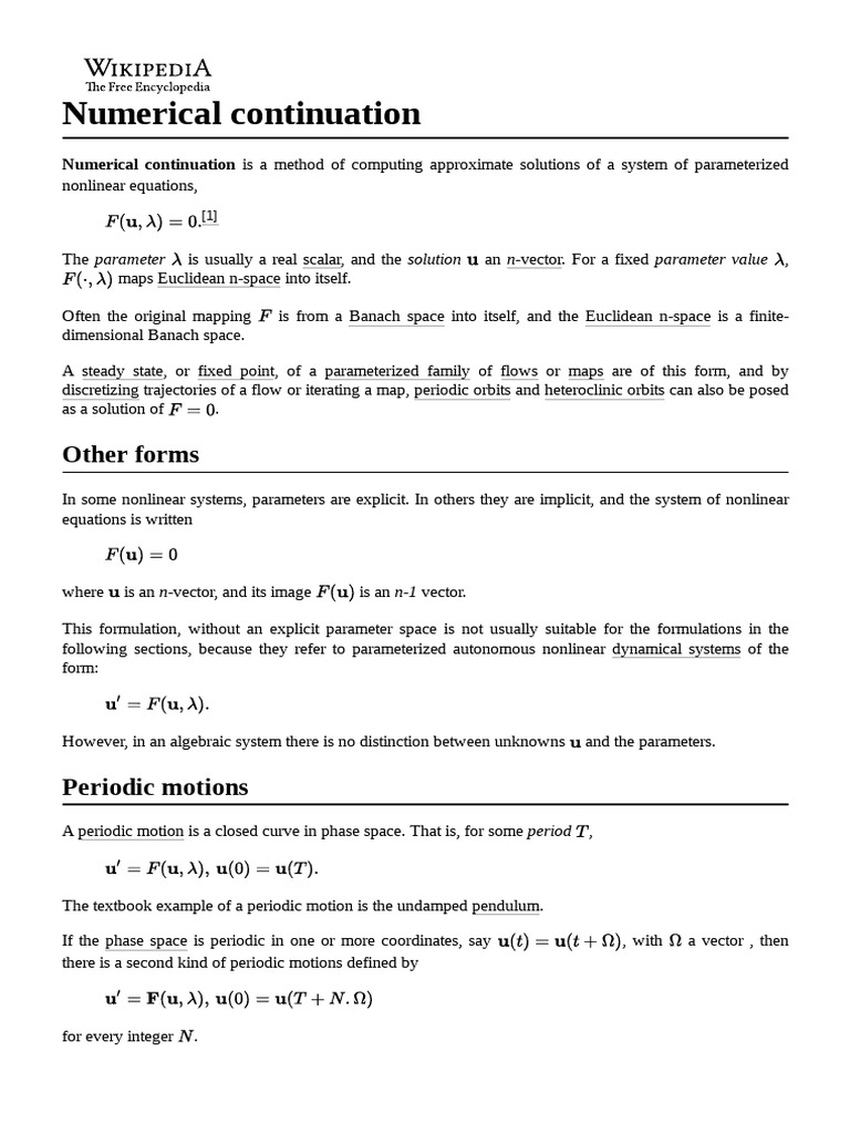 Numerical Continuation Pdf Mathematical Physics Mathematical Analysis