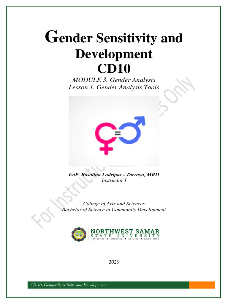 Module 3 - Lesson 1. Gender Analysis Tools 1 | PDF | Gender | Gender ...