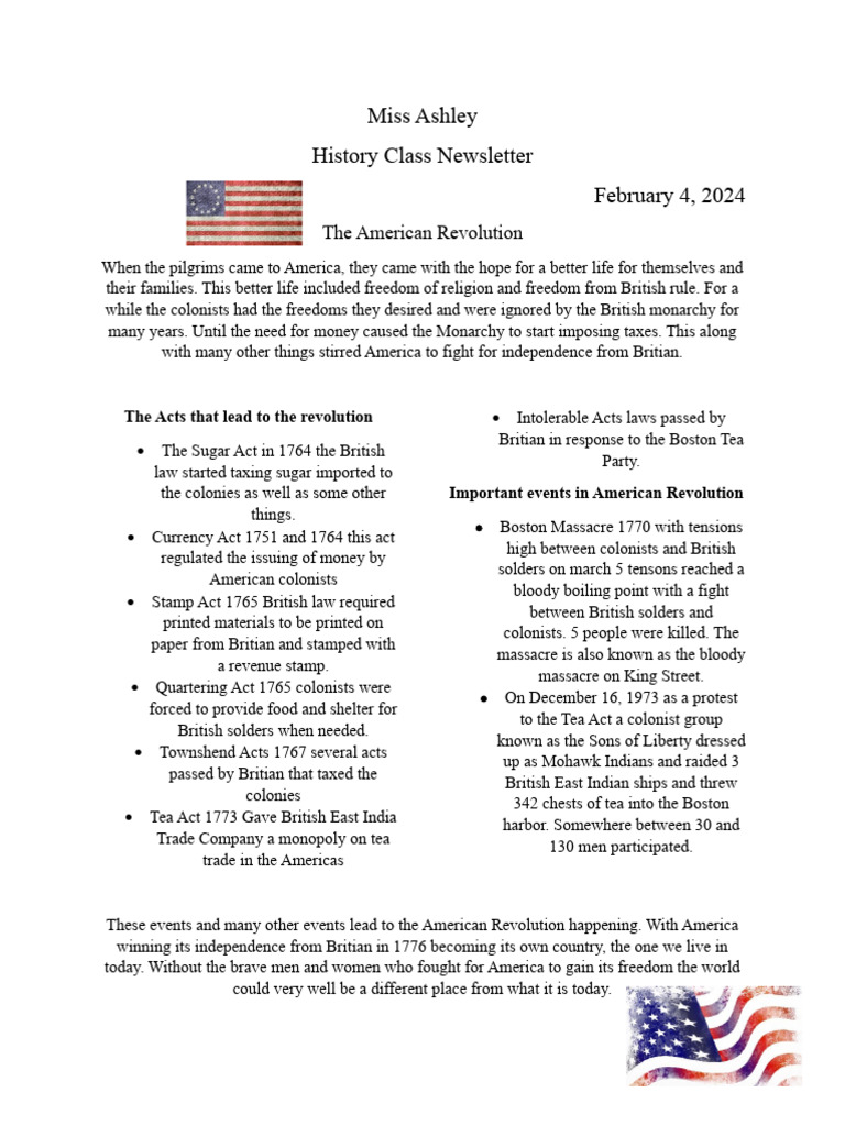 Revoltionary War Newsletter | PDF | American Revolution | British Empire