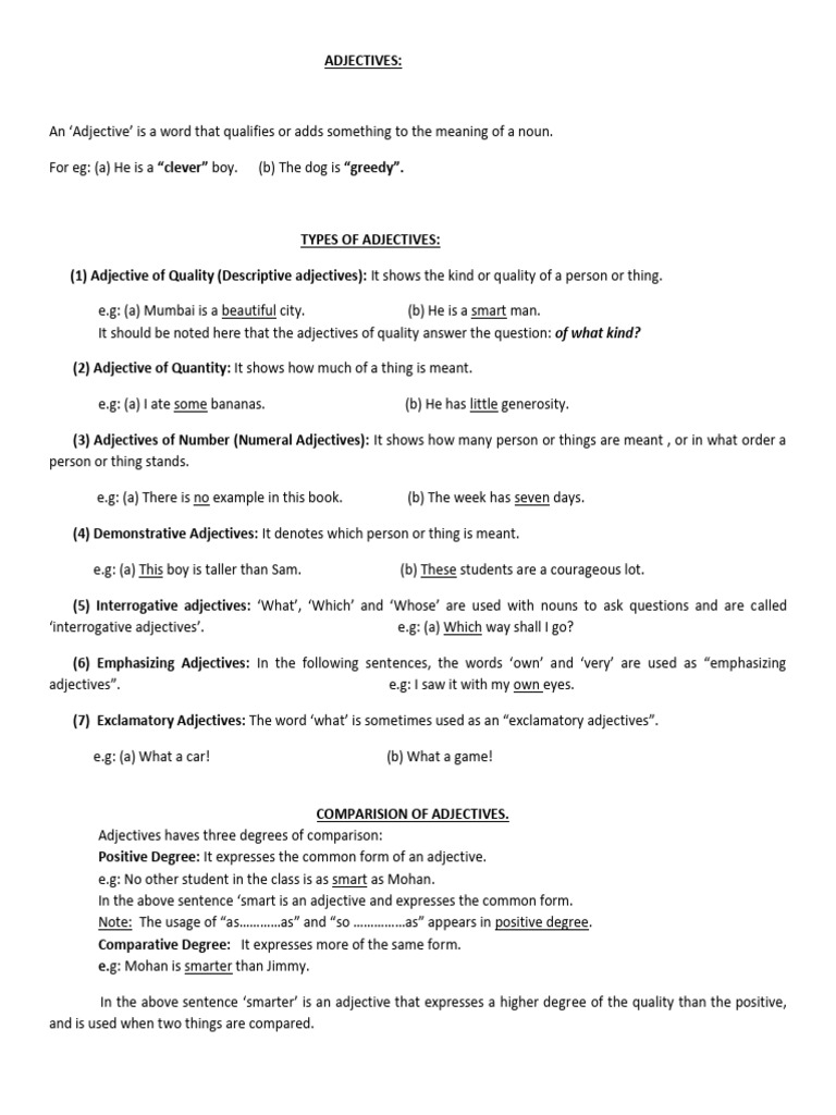 ADJECTIVES | Download Free PDF | Adjective | Linguistic Typology