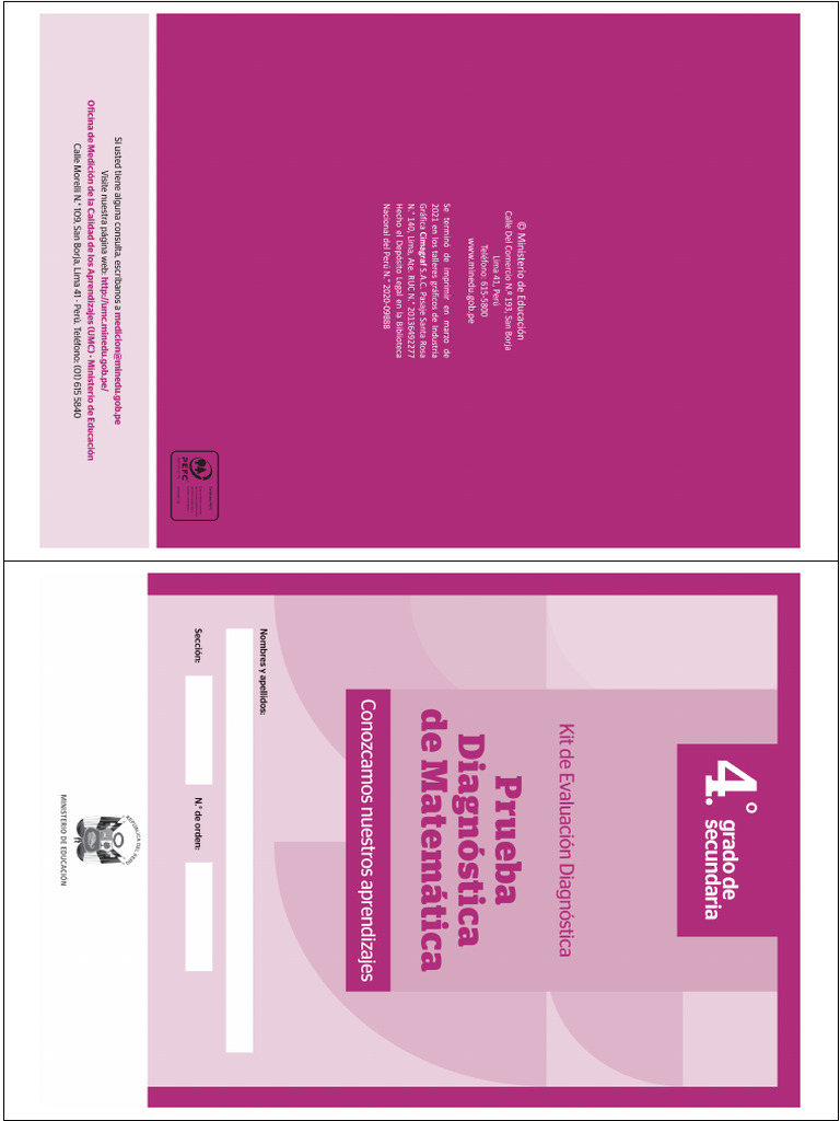 Prueba-Diagnostica-Matematica-4 REDUCIDO | PDF