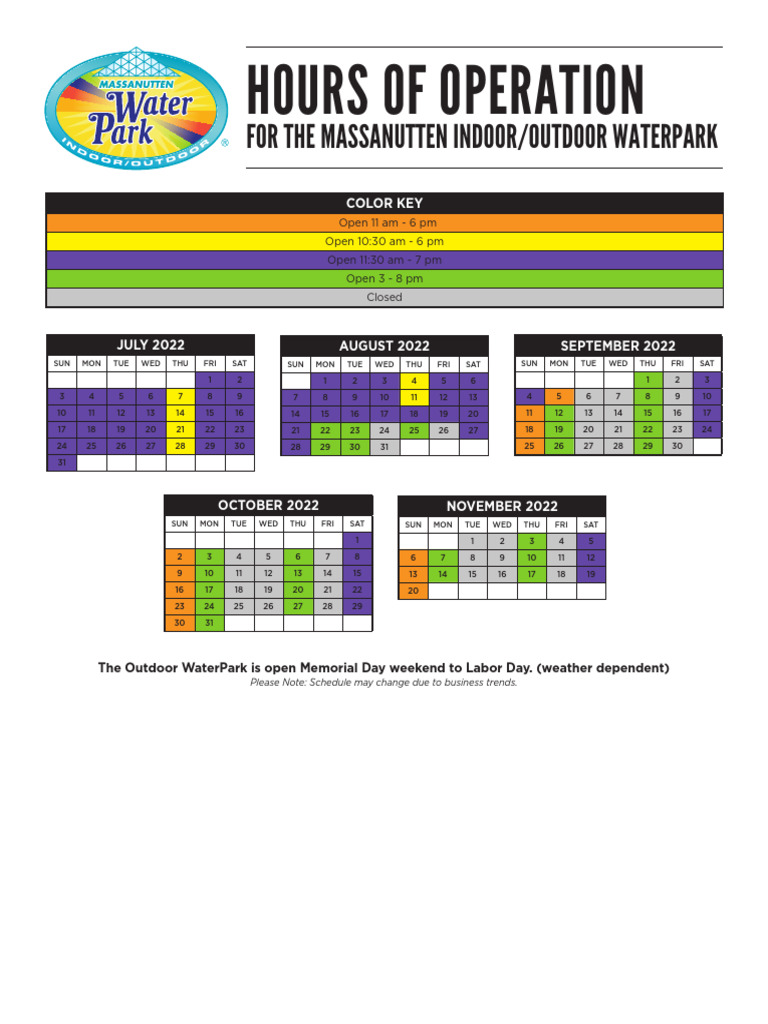 WaterPark-Hours-Summer-Fall-2022-Calendar | PDF
