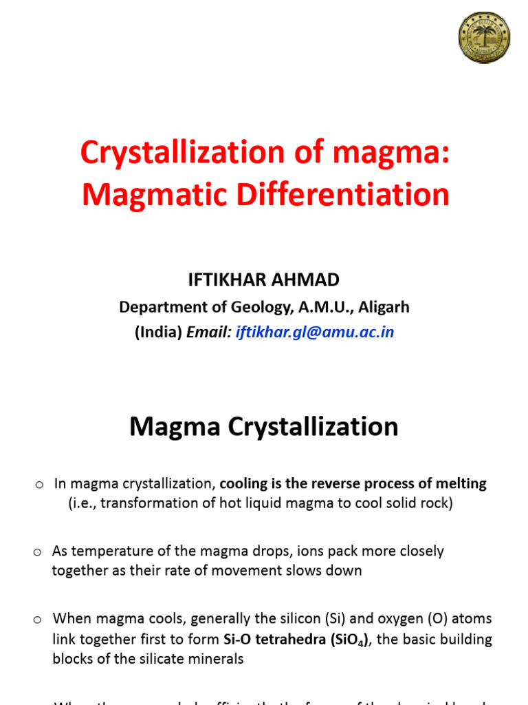 04 Crystallization of Magma - Magmatic Differentiation | PDF | Magma | Igneous Rock