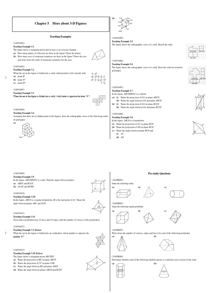 Chapter 5 More About 3-D Figures | PDF | Tetrahedron | Rotation