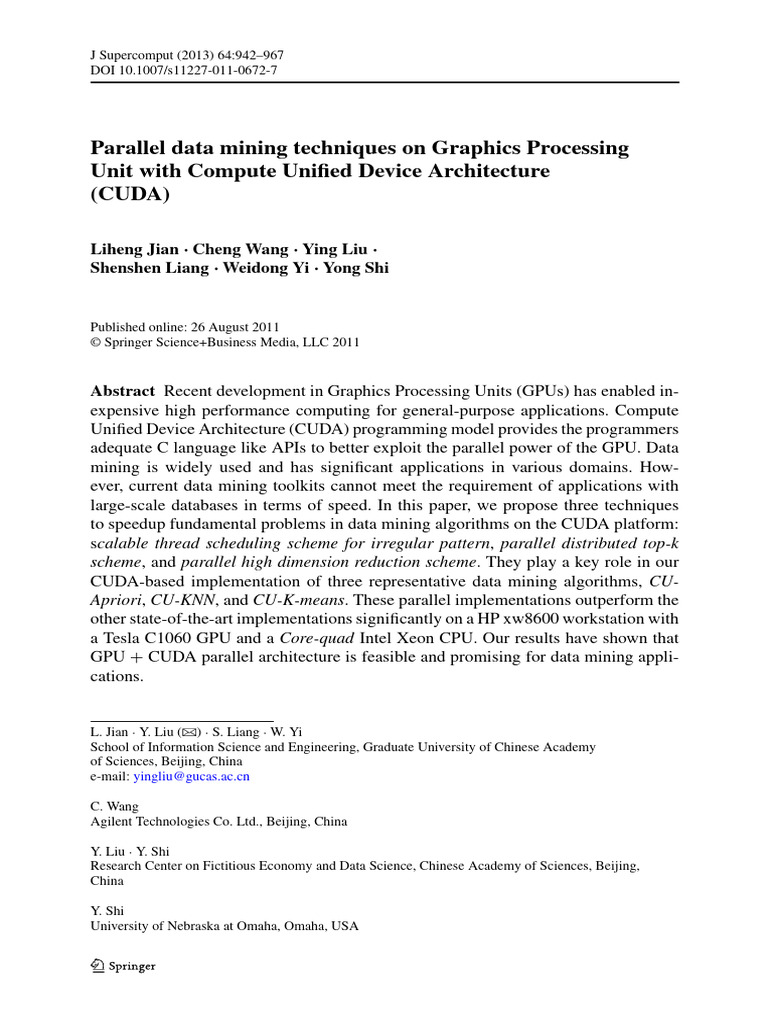 Parallel Data Mining Techniques On Graph | PDF | Graphics Processing Unit | Parallel Computing