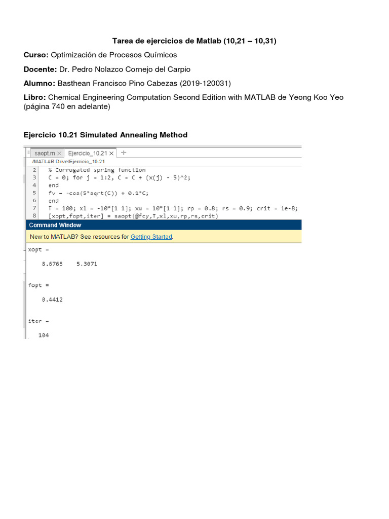 Matlab Exercises for Chem Eng Students | PDF | Technology & Engineering