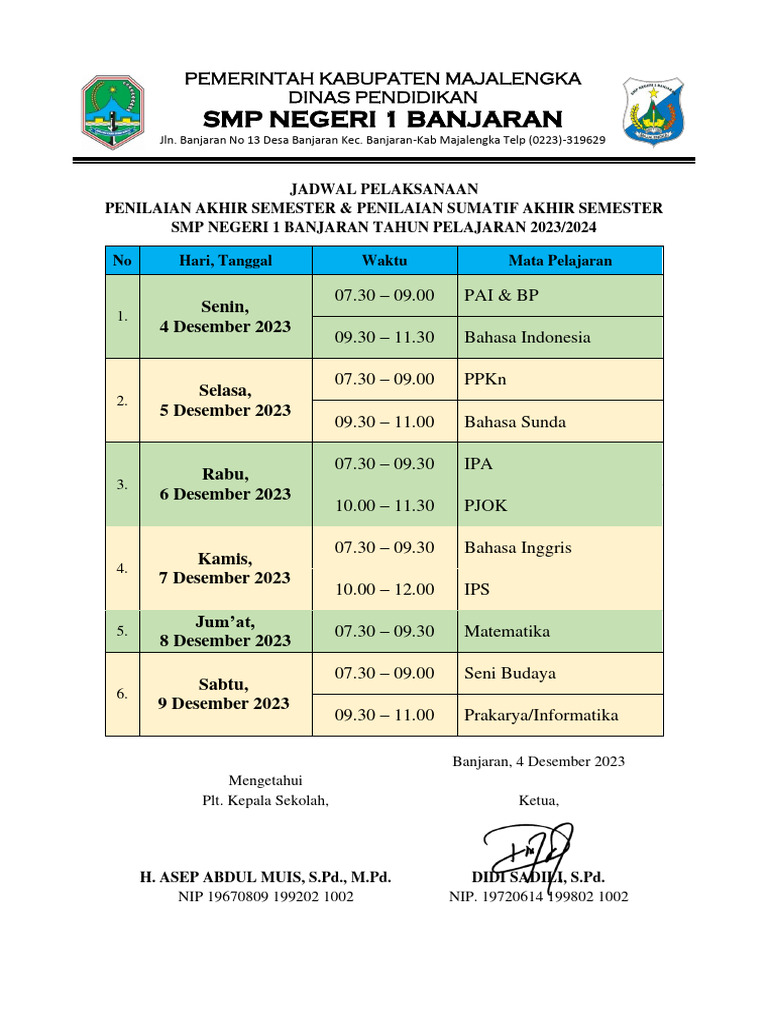 JADWAL PSAS 23.docx 2 | PDF