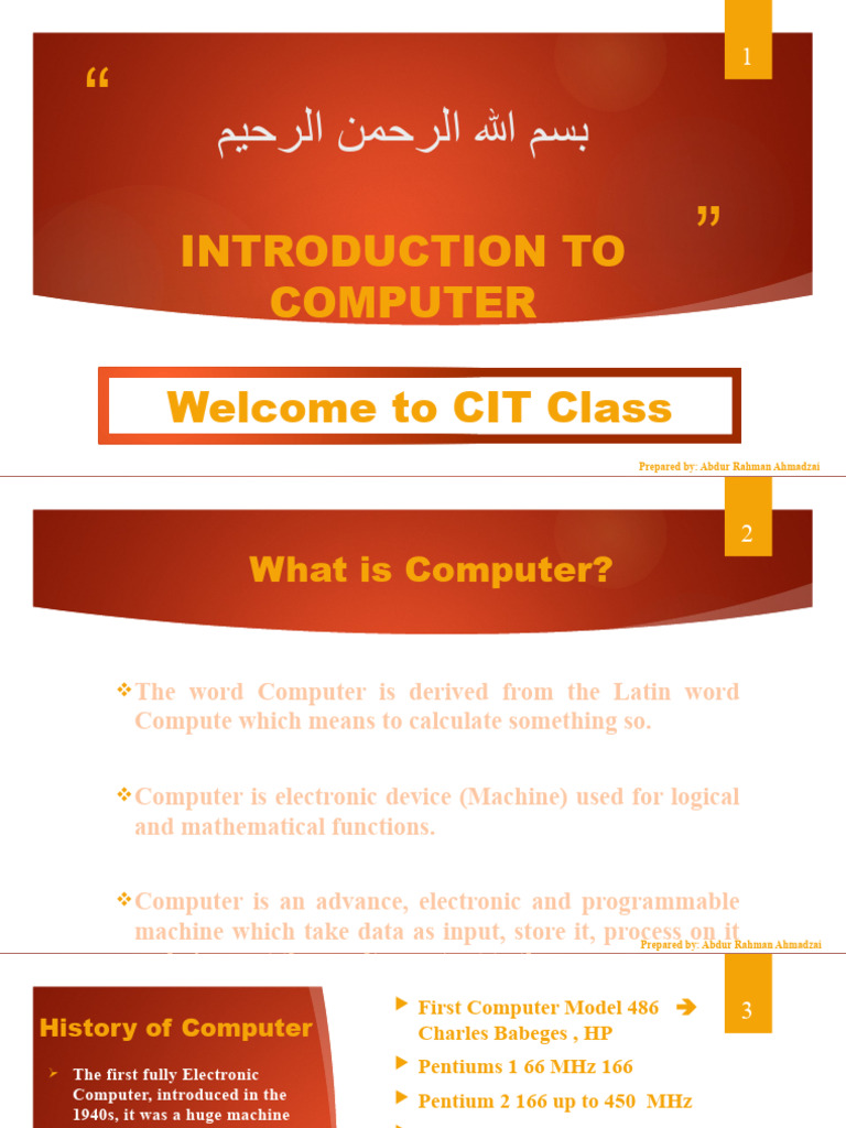 Introduction To Computer | PDF | Computer Hardware | Computer Data Storage