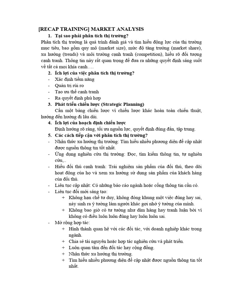 (Recap Training) Market Analysis | PDF