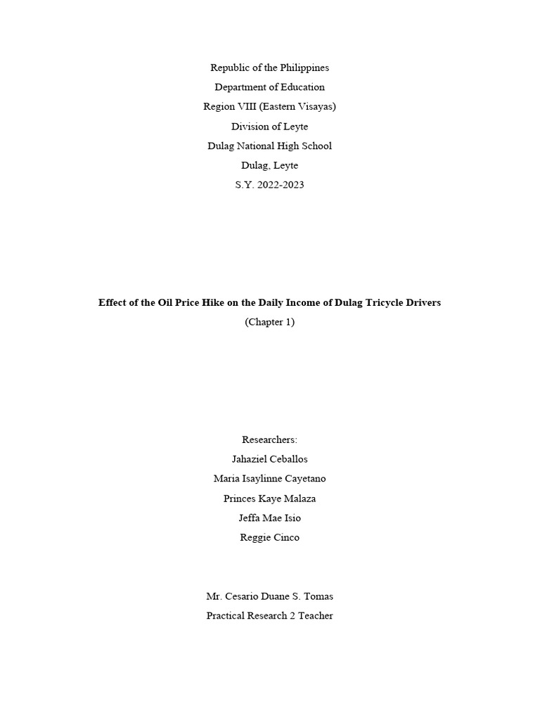 Research Paper Jozz | PDF | Cost Of Living | Petroleum