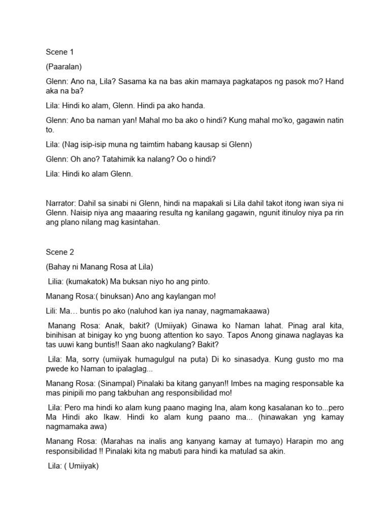 Teenage Pregnancy Filipino Script | PDF