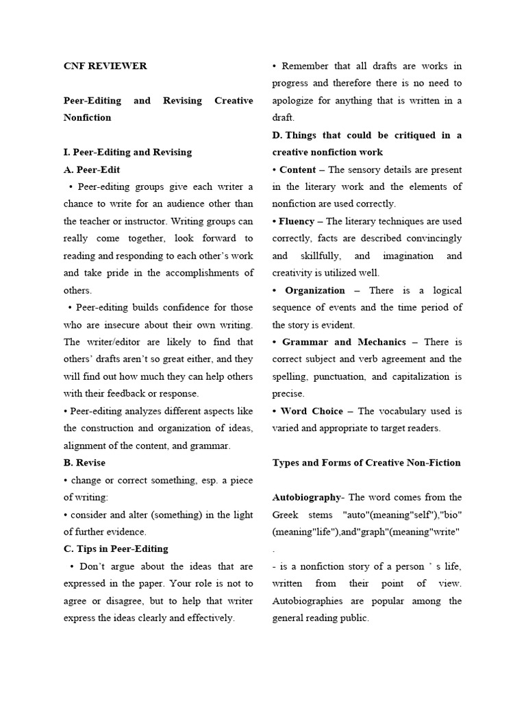 CNF Reviewer | PDF | Narrative | Creative Nonfiction