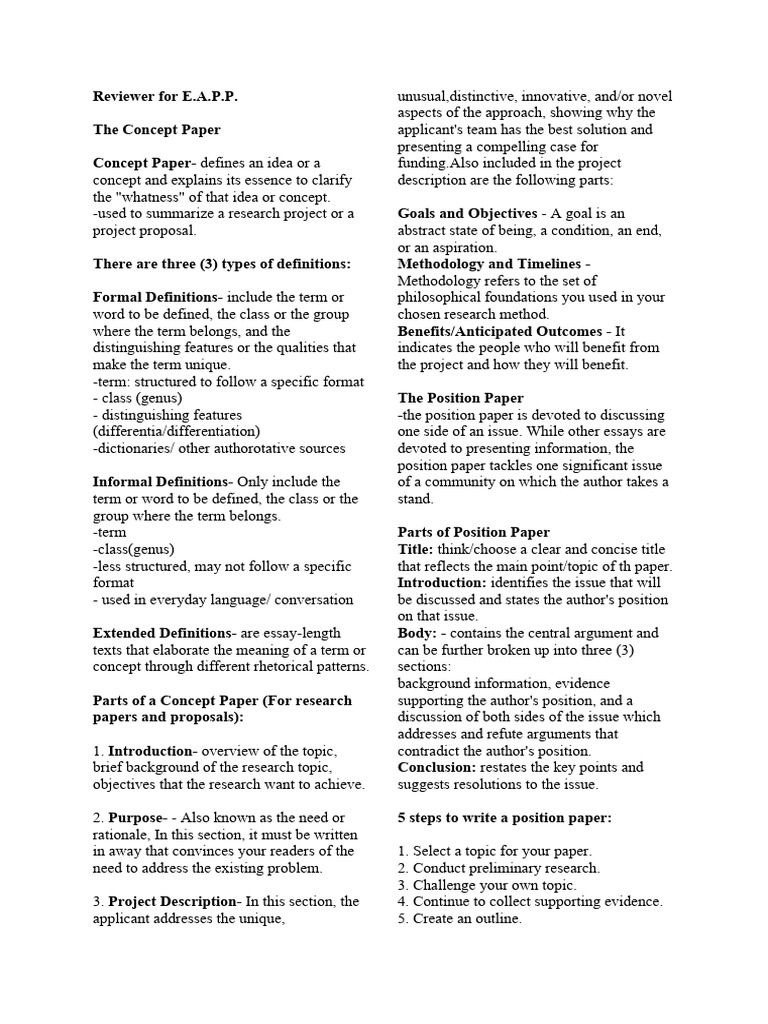 Eapp Reviewer | PDF | Definition | Idea