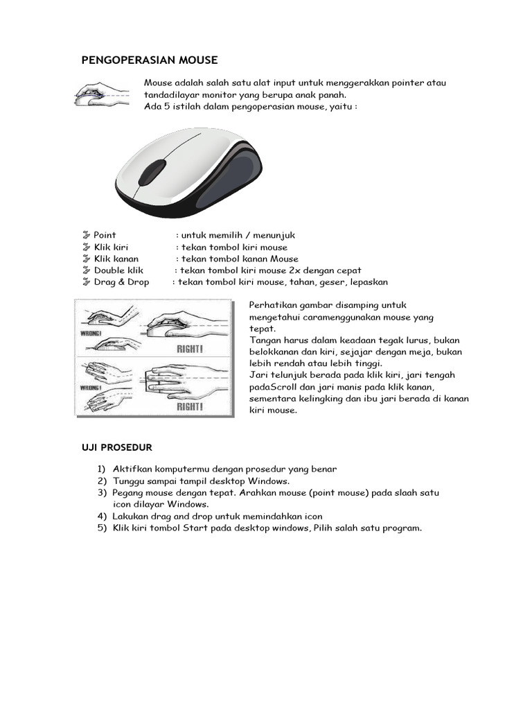 Pengoperasian Mouse, Keyboard Dan Typing | PDF