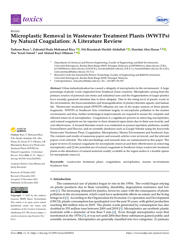 Microplastic Removal Inwastewater Treatment Plants (WWTPS) | PDF | Sewage Treatment | Effluent