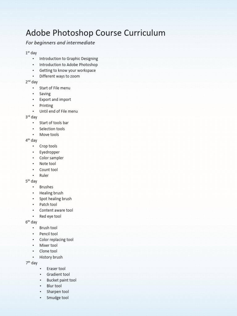 Photoshop-Course-Outline 1 | PDF | Adobe Photoshop | Computer Graphics