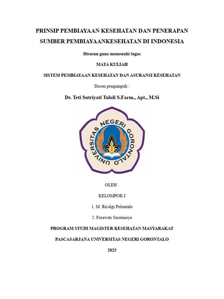 Prinsip Pembiayaan Kesehatan Dan Penerapan Sumber Pembiayaan Kesehatan | PDF