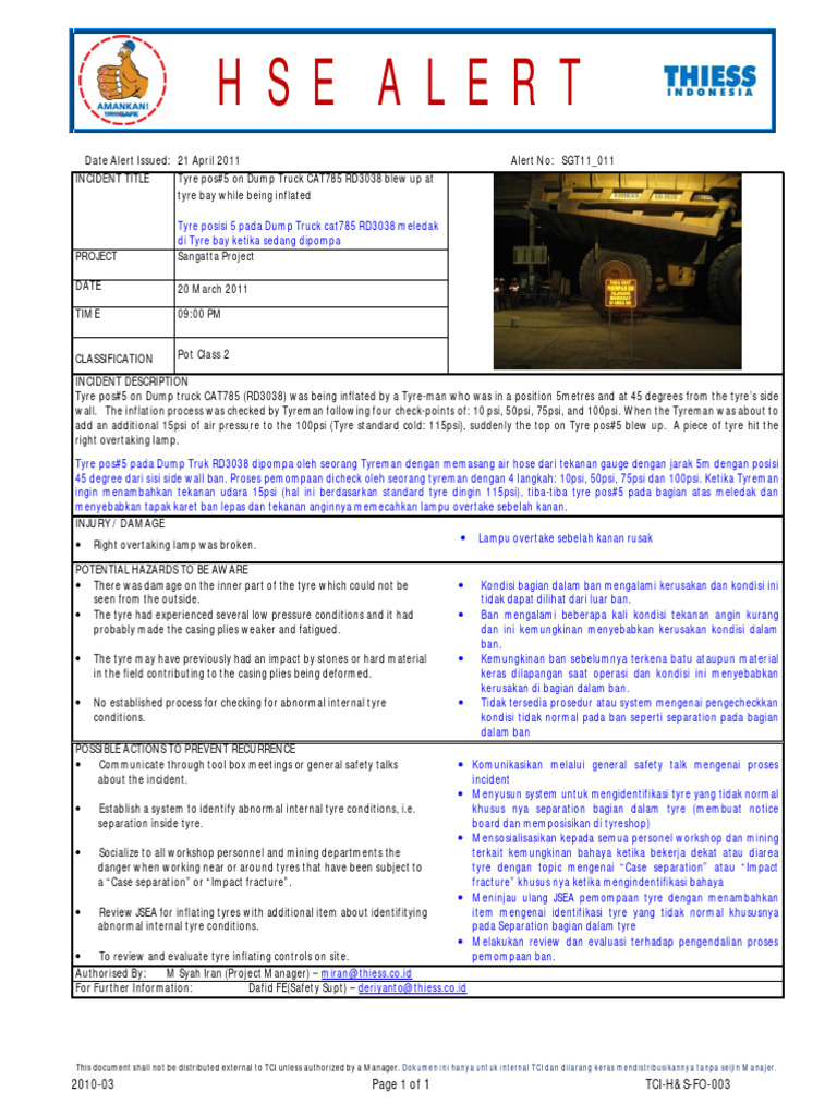Dump Truck Tyre Explosion Alert | PDF