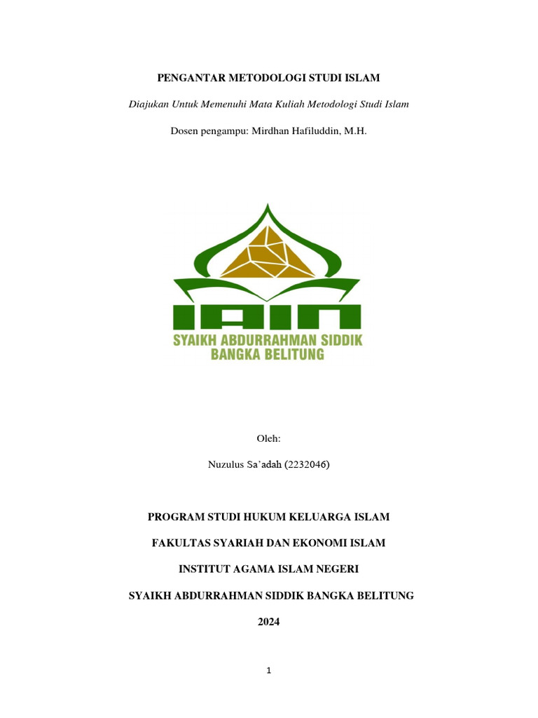Pengantar Metodologi Studi Islam | PDF